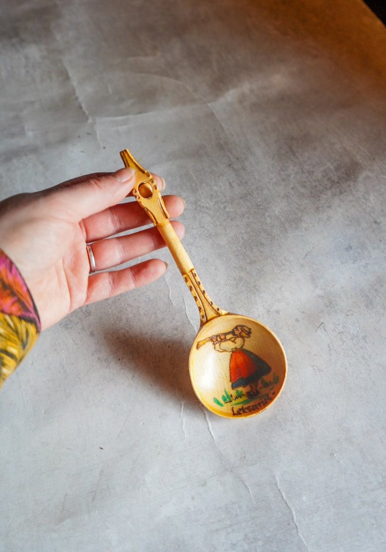 Vintage Hand Painted Swedish Folk Style Wooden Spoon. Vintage ...