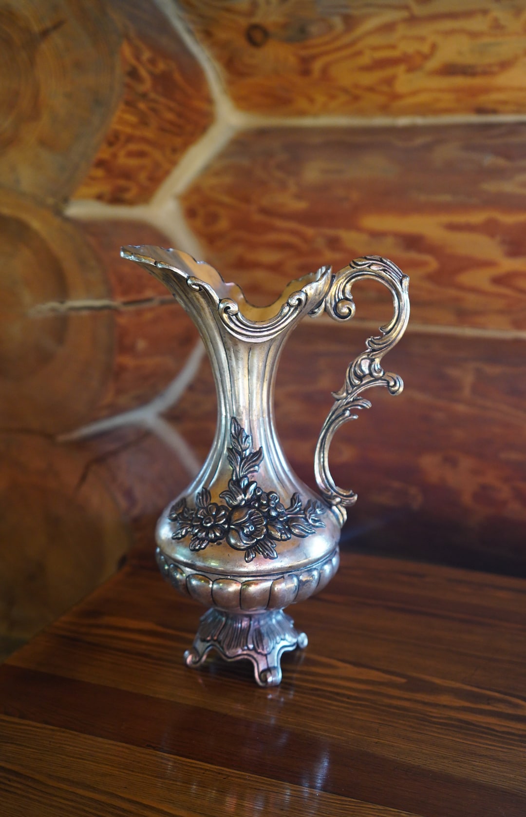 Vintage Italian Pitcher Silver Finish Peltrato Ewer Made in ITALY 95 ...