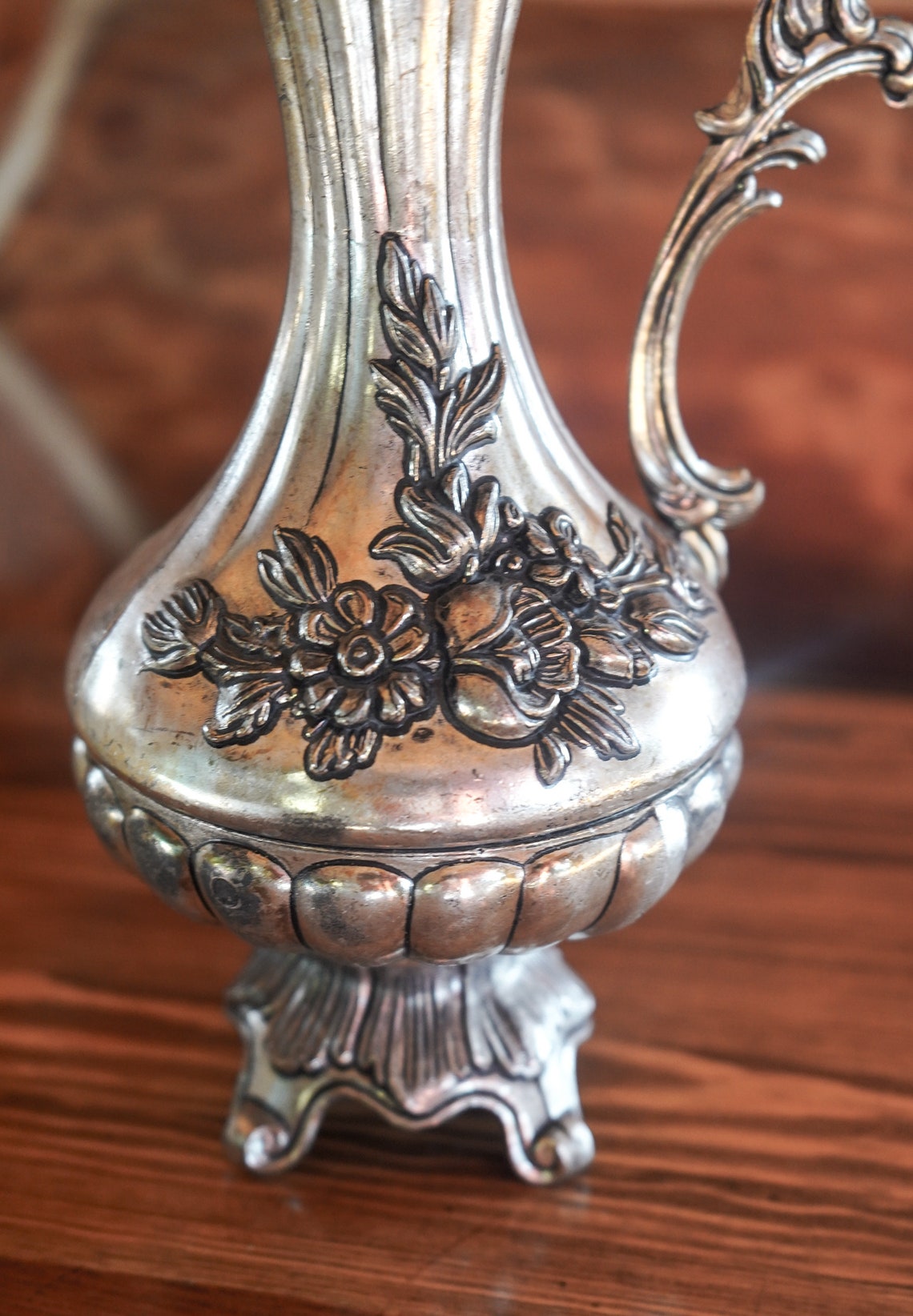 Vintage Italian Pitcher Silver Finish Peltrato Ewer Made in ITALY 95 ...