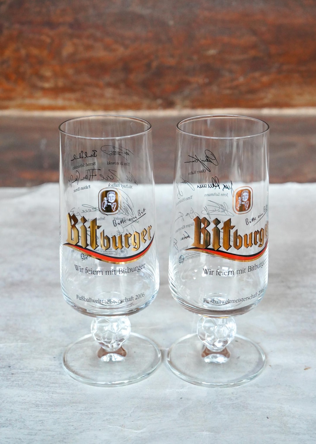 Bitburger Beer Glass 0.3 L German Football Team Autographs Beer Barware ...