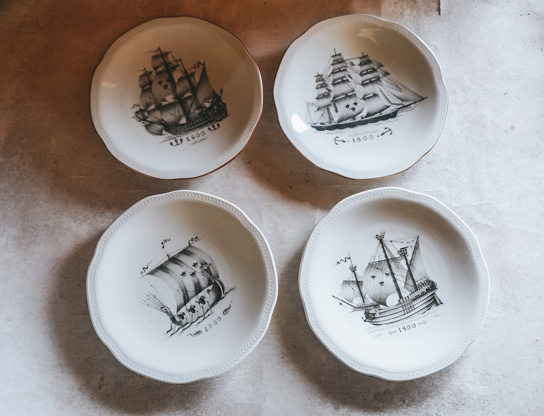 Rorstrand Sweden Vintage Historical Nautical Royal Black and White ...