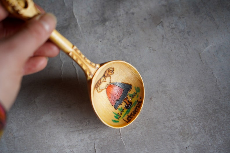 Vintage Hand Painted Swedish Folk Style Wooden Spoon. Vintage ...