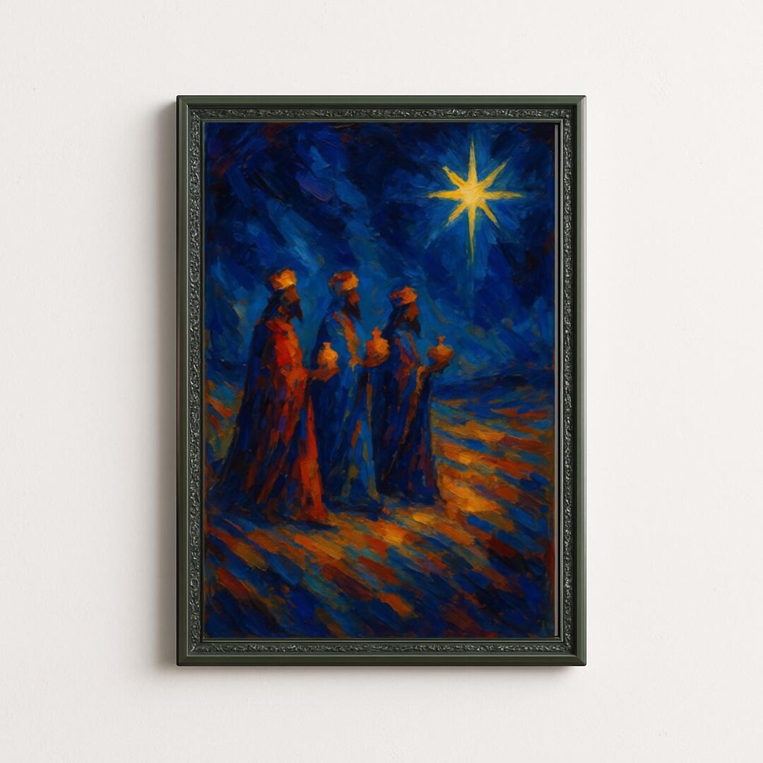 Three Wise Men Nativity Print, Impressionist Christmas Art (digital ...