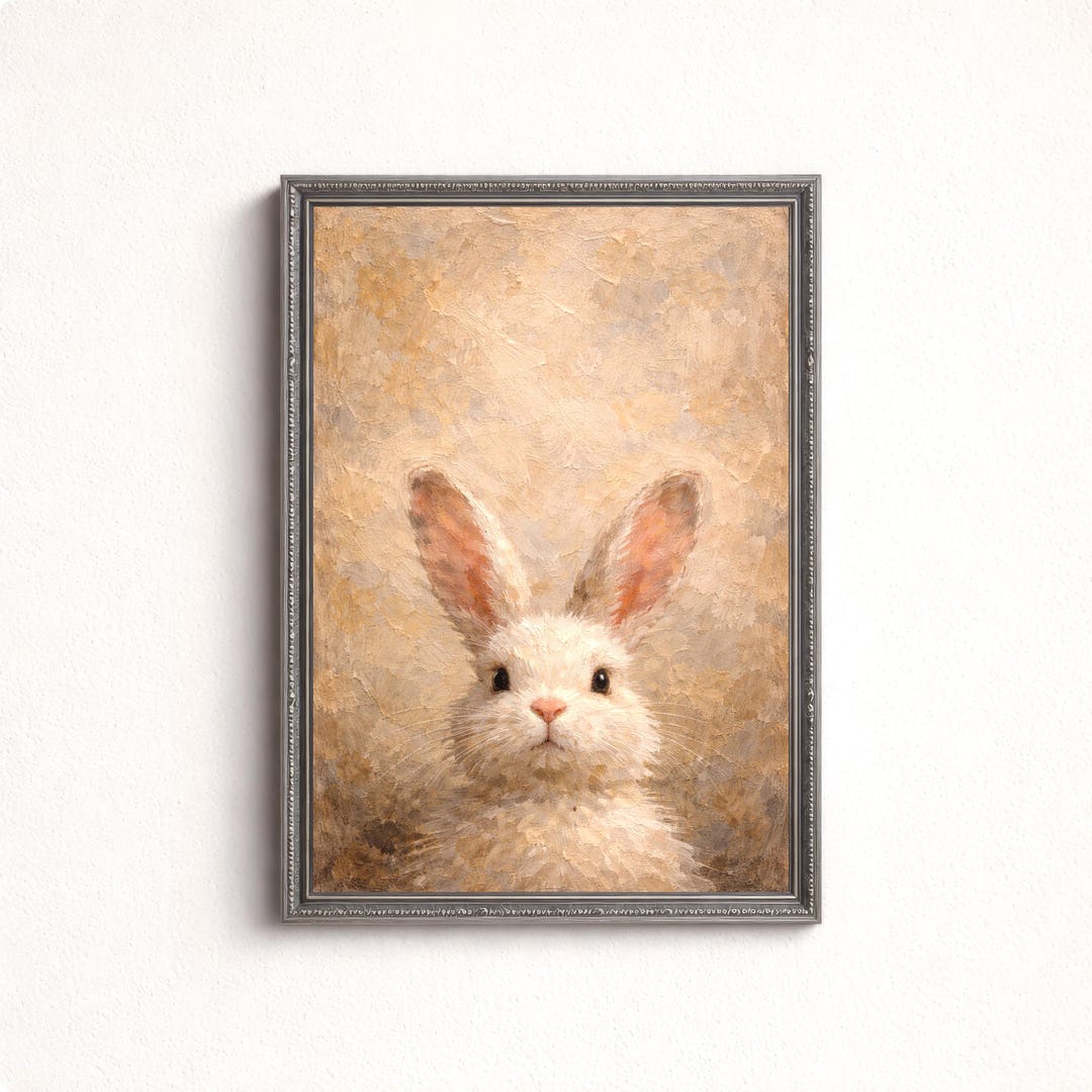 Woodland White Rabbit Nursery Wall Art Printable, Bunny Animal Art for ...