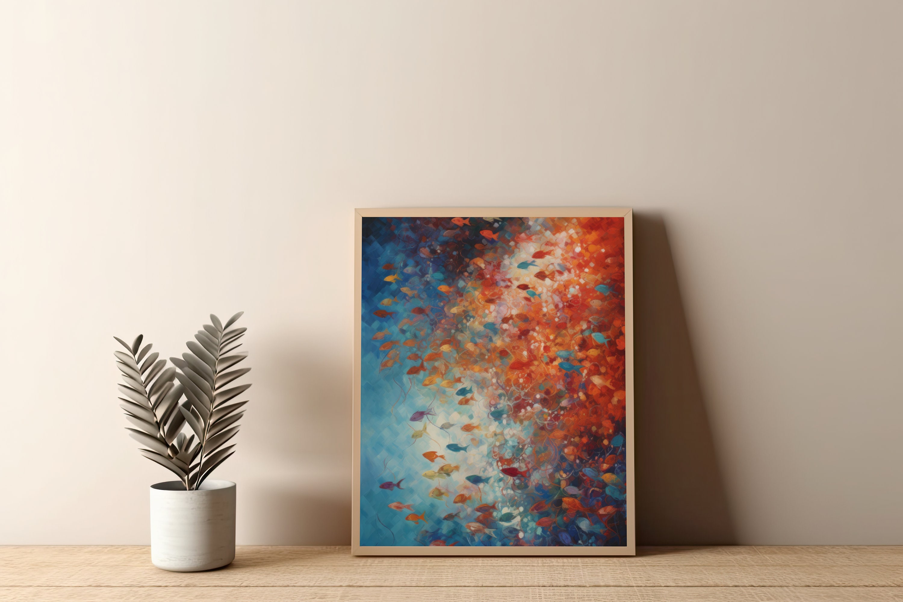 Colorful Abstract Fish Wall Art Downloadable Fish Print School of Fish ...