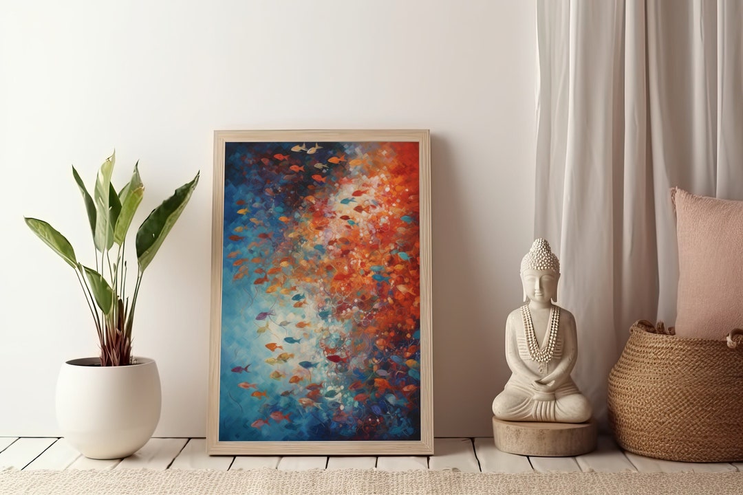 Colorful Abstract Fish Wall Art Downloadable Fish Print School of Fish ...
