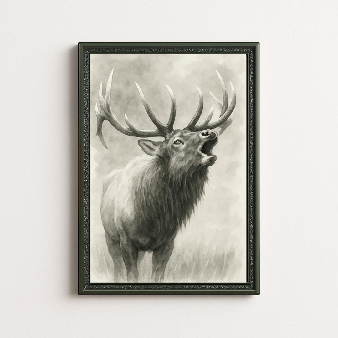 Bugling Bull Elk Print, Rustic Wildlife Art (digital Download) - Etsy