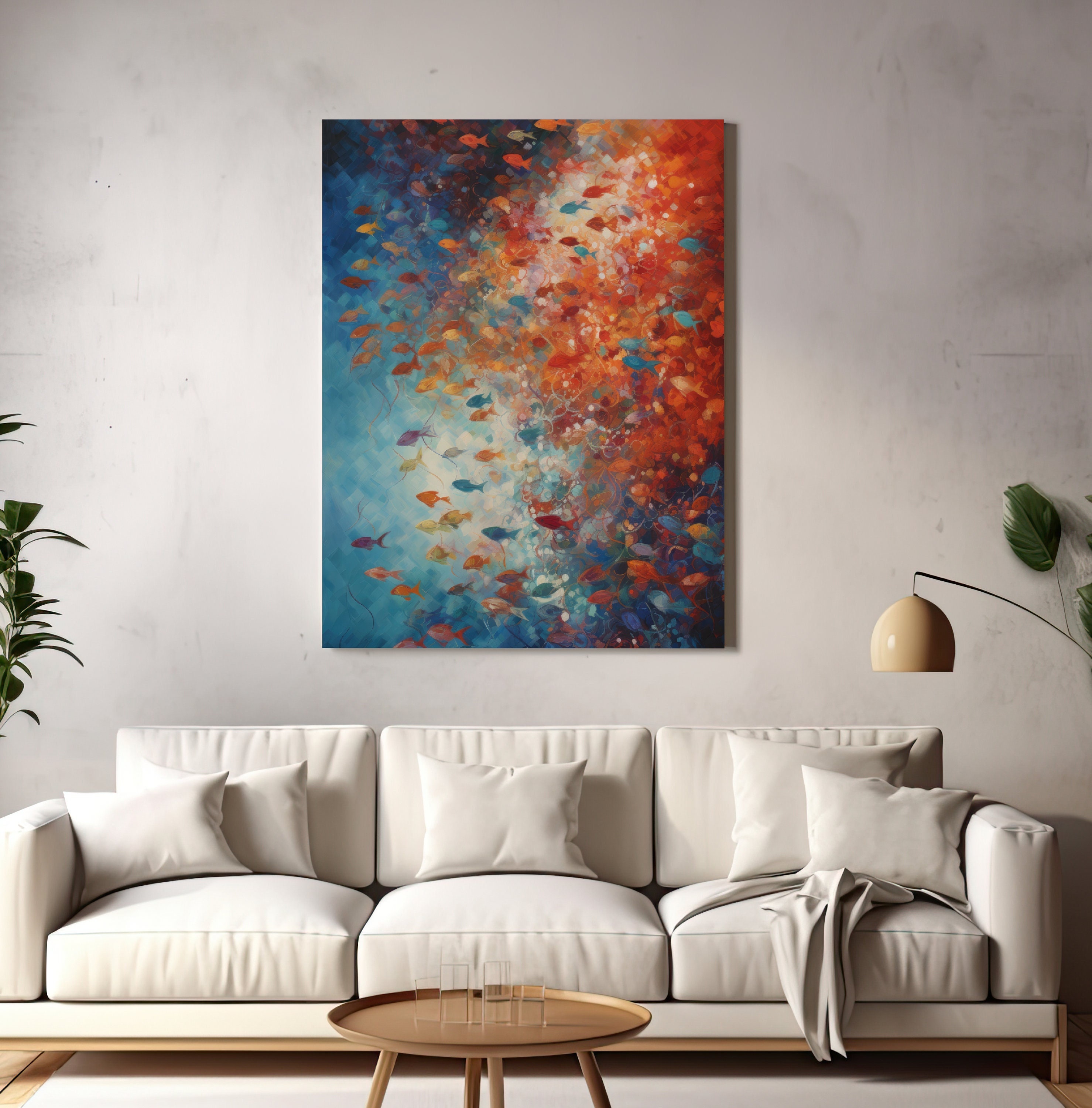 Colorful Abstract Fish Wall Art Downloadable Fish Print School of Fish ...