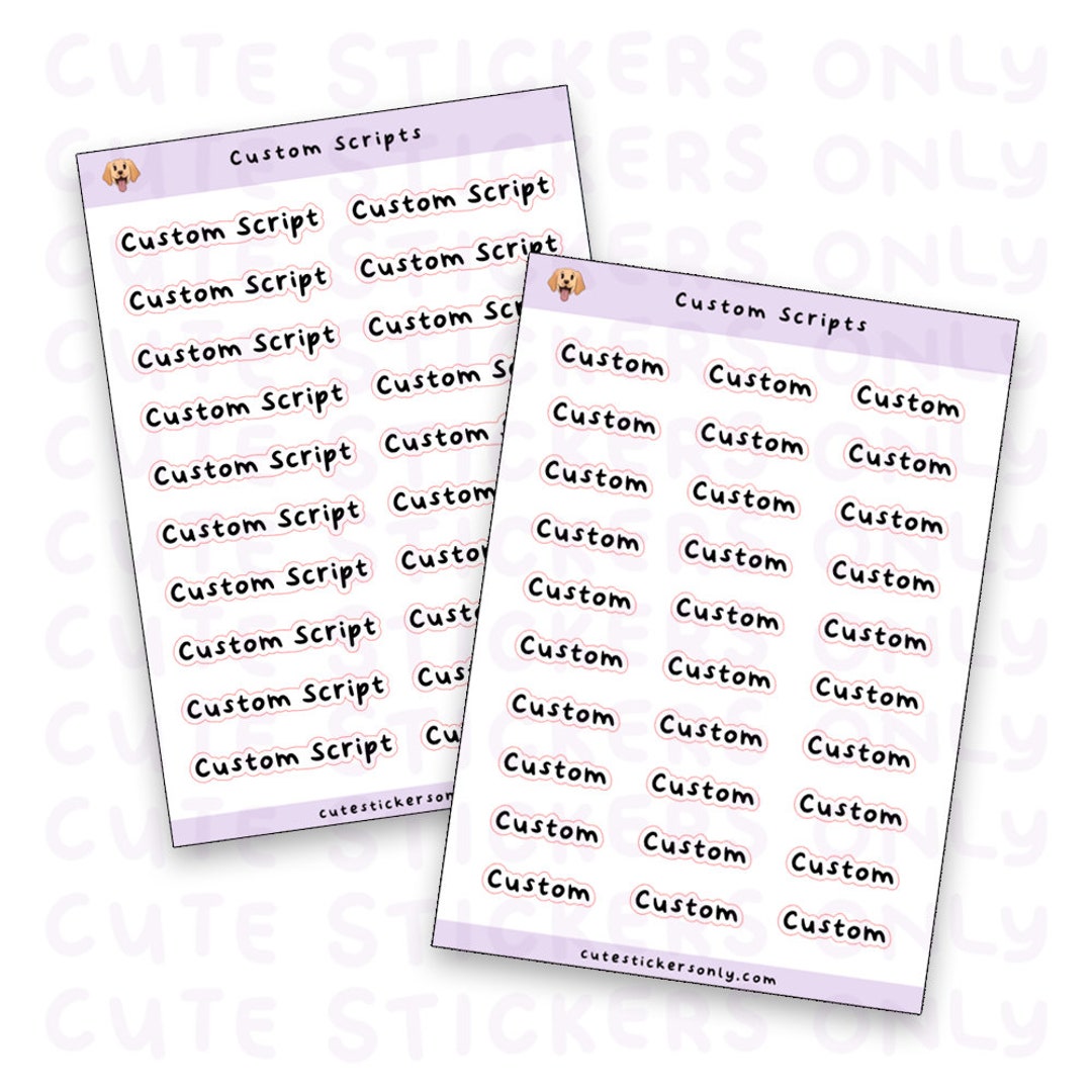 Custom Scripts Sticker Sheet transparent Custom Text Sticker Custom ...