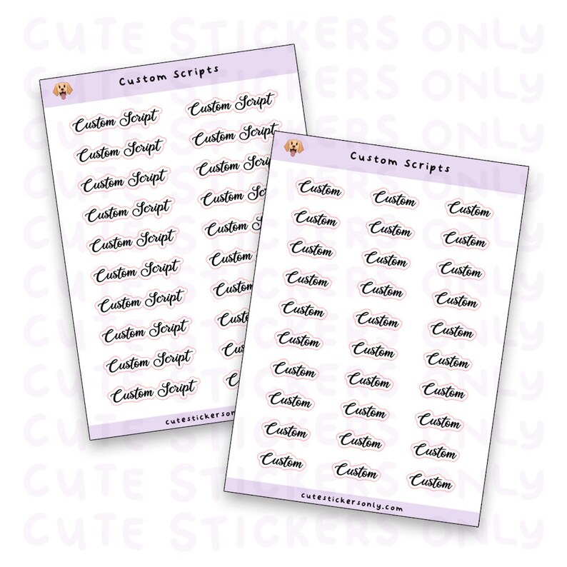 Custom Scripts Sticker Sheet transparent Custom Text Sticker Custom ...