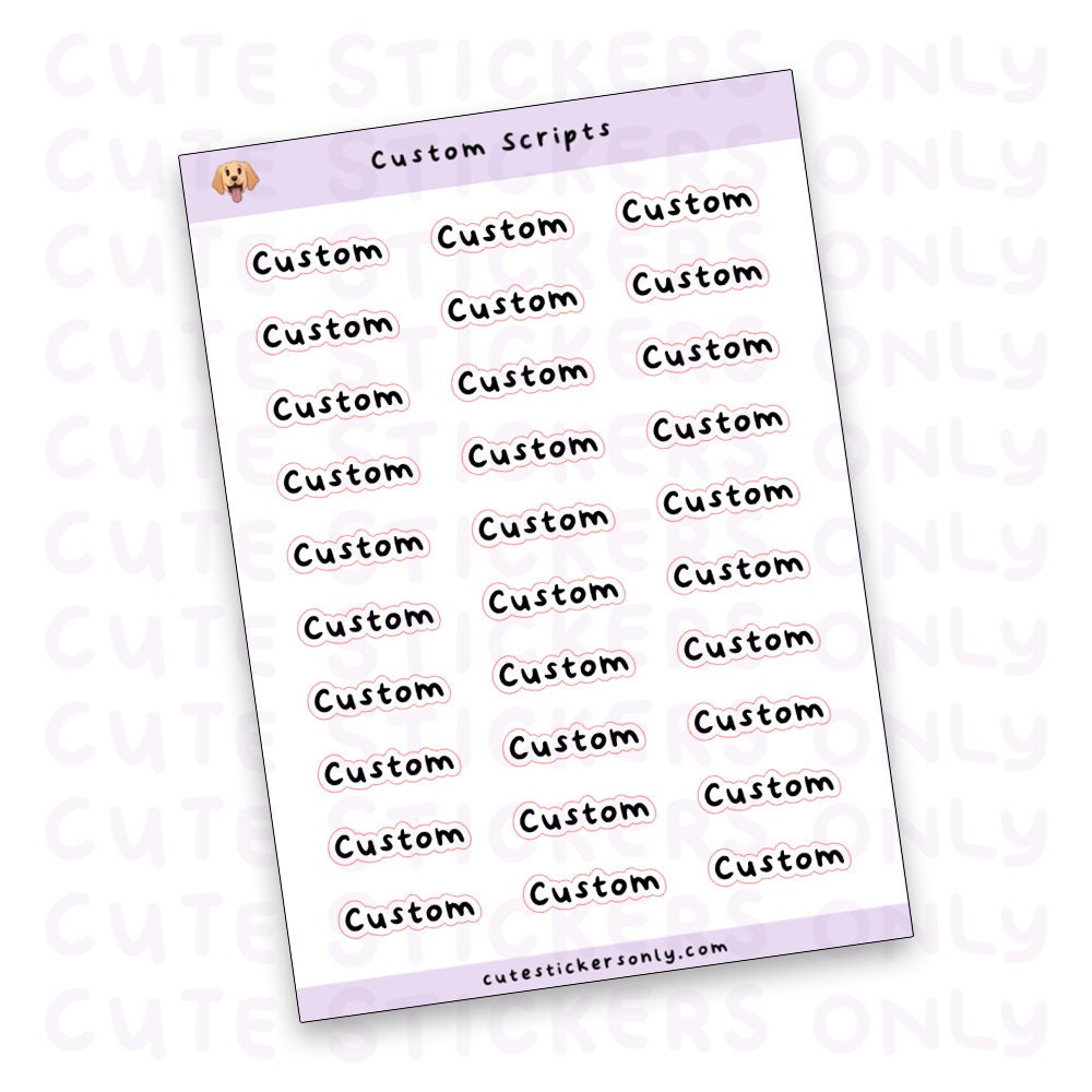 Custom Scripts Sticker Sheet transparent Custom Text Sticker Custom ...