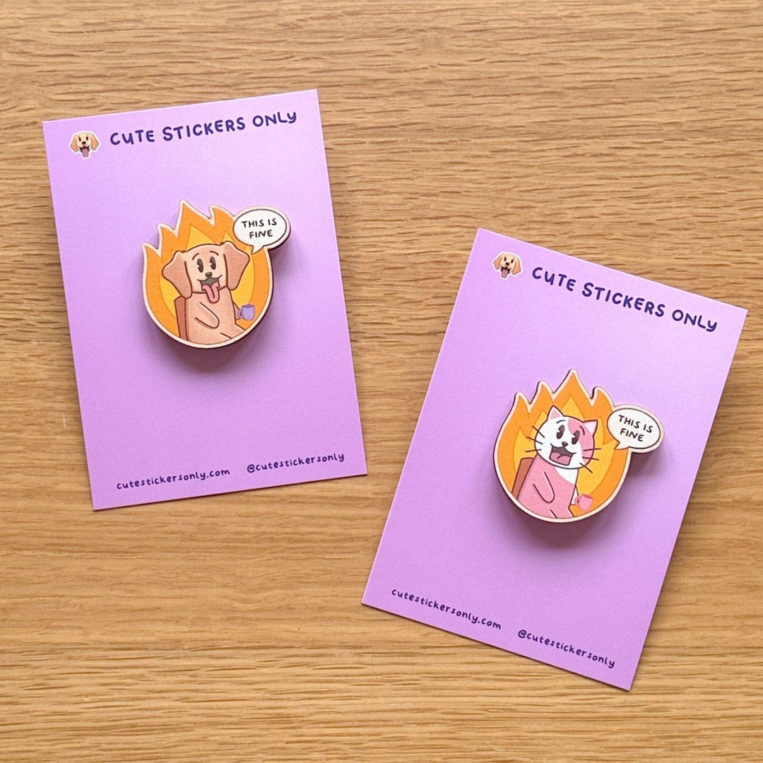 This is Fine Wooden Pins | This is Fine Meme Pin | This is Fine Dog Pin ...