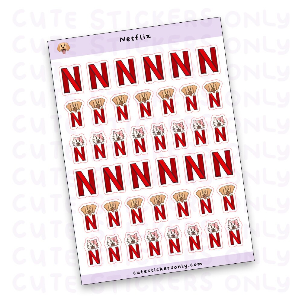 Netflix Sticker Sheet Netflix TV Icon Stickers Netflix Character ...