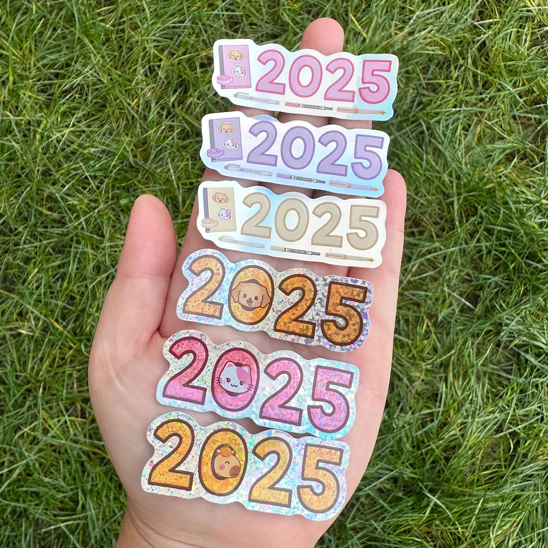 2025 Year Stickers | 2025 Glitter Stickers | 2025 Holographic Stickers ...