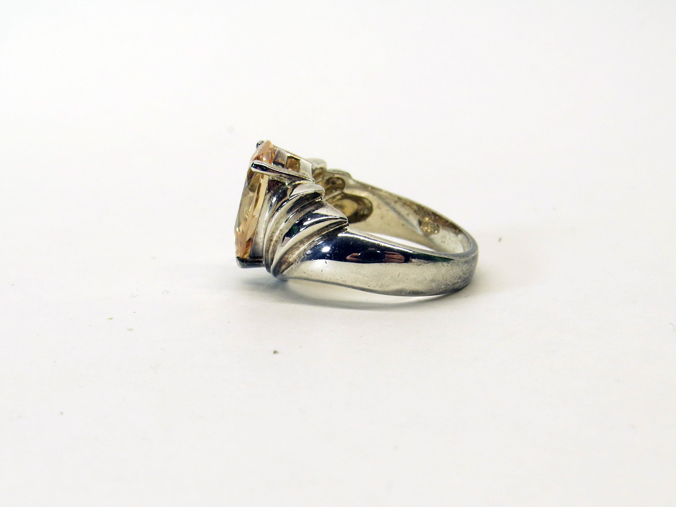 Vintage Art Deco-style SETA 925 Sterling Silver Ring With Pear - Etsy