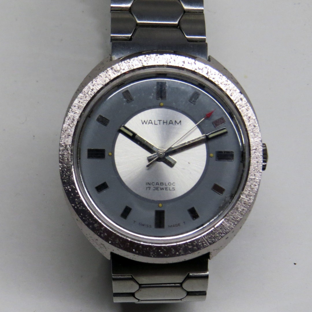 1970’s Waltham Men’s Watch “sea Calvin” Incabloc 17 Jewels Swiss Made Manual Winding Shock ...