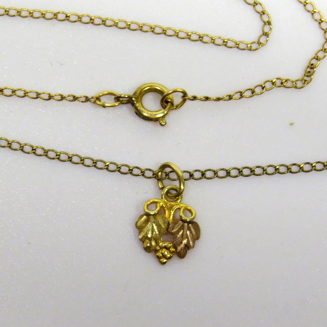 12k Dainty Black Hills Gold Grape Leaves and Cluster Tri-color Charm by ...