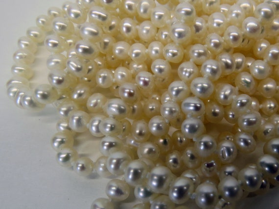 Vintage 96 Inch Single Strand Knotted Fresh Water Obl… - Gem