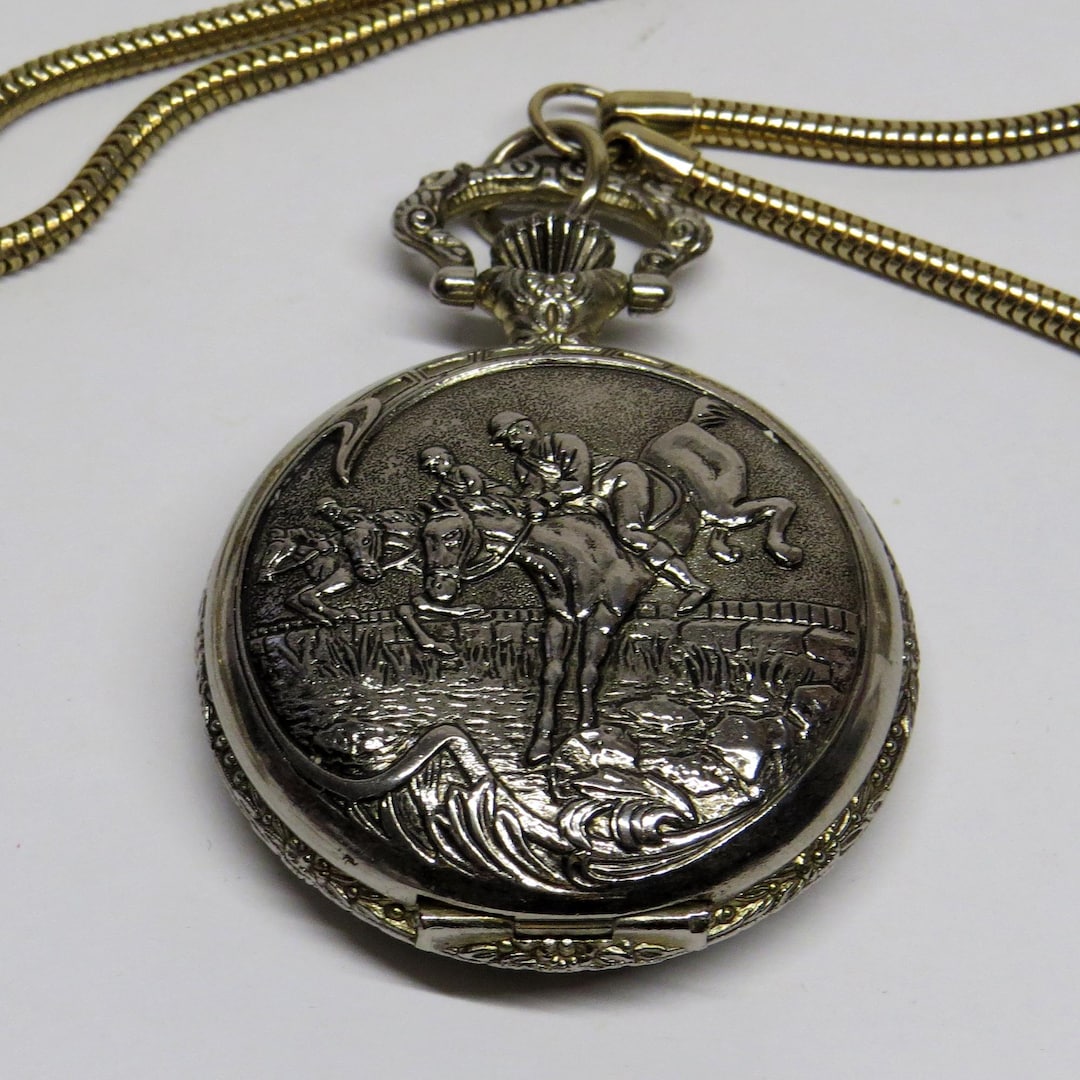 1980’s Collezio Quartz Pocket Watch Pendant Necklace 36” Chain ...