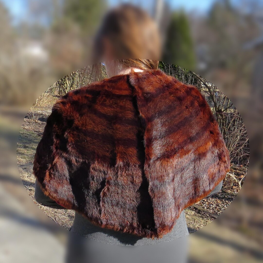 1940’s German Fur Stole Mahogany Brown Squirrel Supple Wrap Cape Full ...