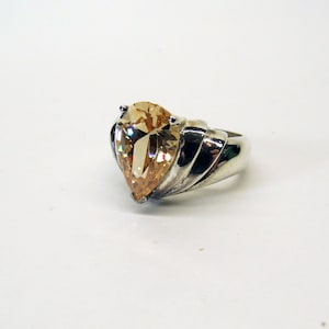 Vintage Art Deco-style SETA 925 Sterling Silver Ring With Pear Cut ...