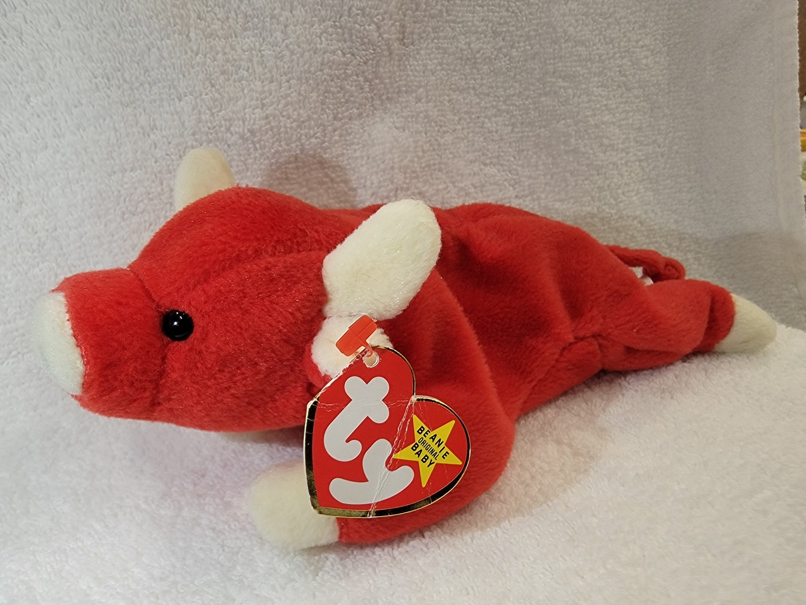 Ty Beanie Baby Snort the Bull Plush Toy rare 4002 Date of Birth 5/15 ...