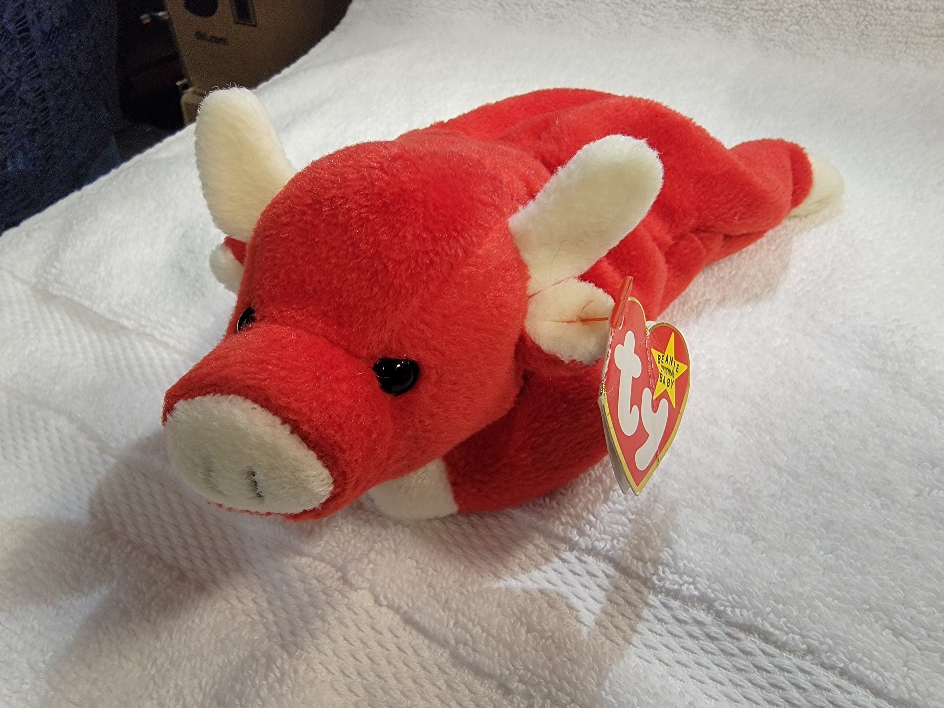 Ty Beanie Baby Snort the Bull Plush Toy rare 4002 Date of Birth 5/15 ...