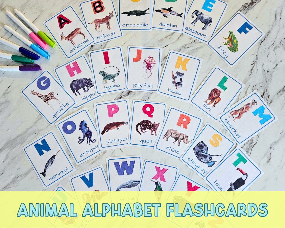 Animal Alphabet Flashcards Writable Flashcards ABC Homeschool ...