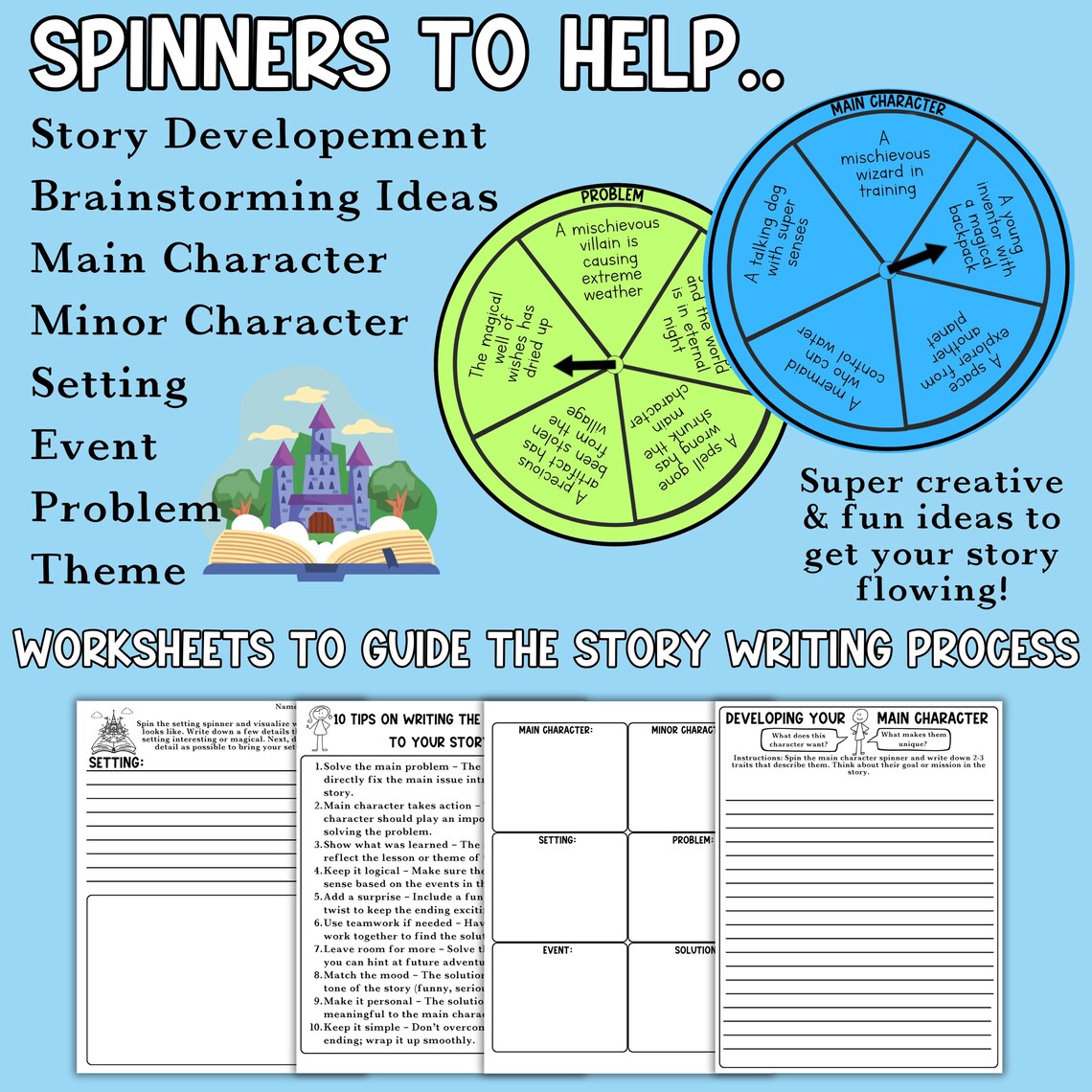 Story Spinners/writing Prompts for Kids/creative Writing Tools ...