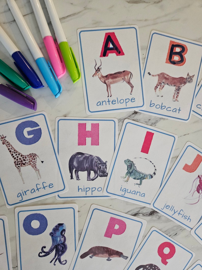 Animal Alphabet Flashcards Writable Flashcards ABC Homeschool ...