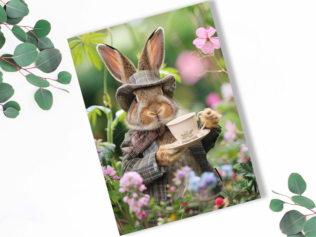 Easter Bunny Card, Easter Card | Posh Bunny Tea Time Card | Funny ...