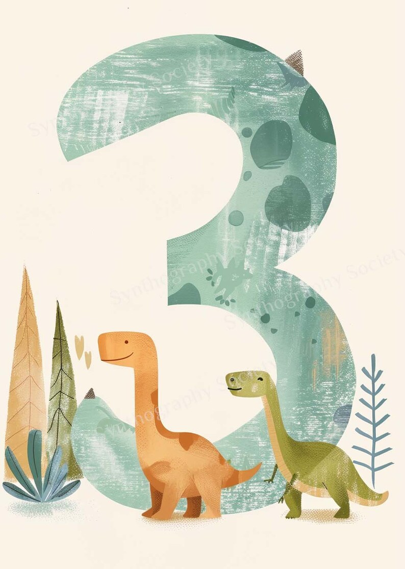 3rd Birthday Dinosaur Card, Kids Dinosaur, Cute Dino, Number 3 ...