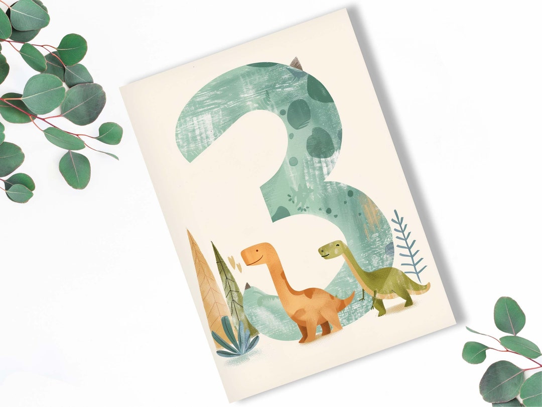 3rd Birthday Dinosaur Card, Kids Dinosaur, Cute Dino, Number 3 ...