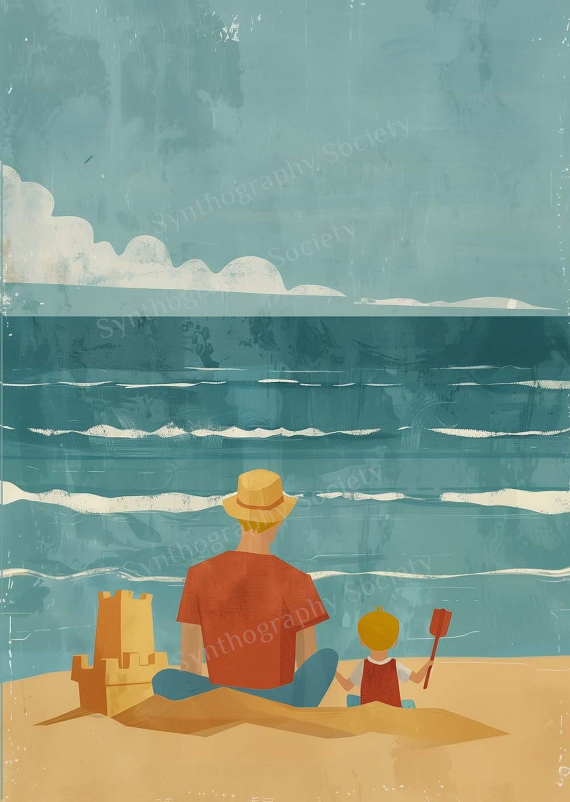 Dad's Birthday Card, Custom Hair and Skin Color Beach Dad & Son Card ...