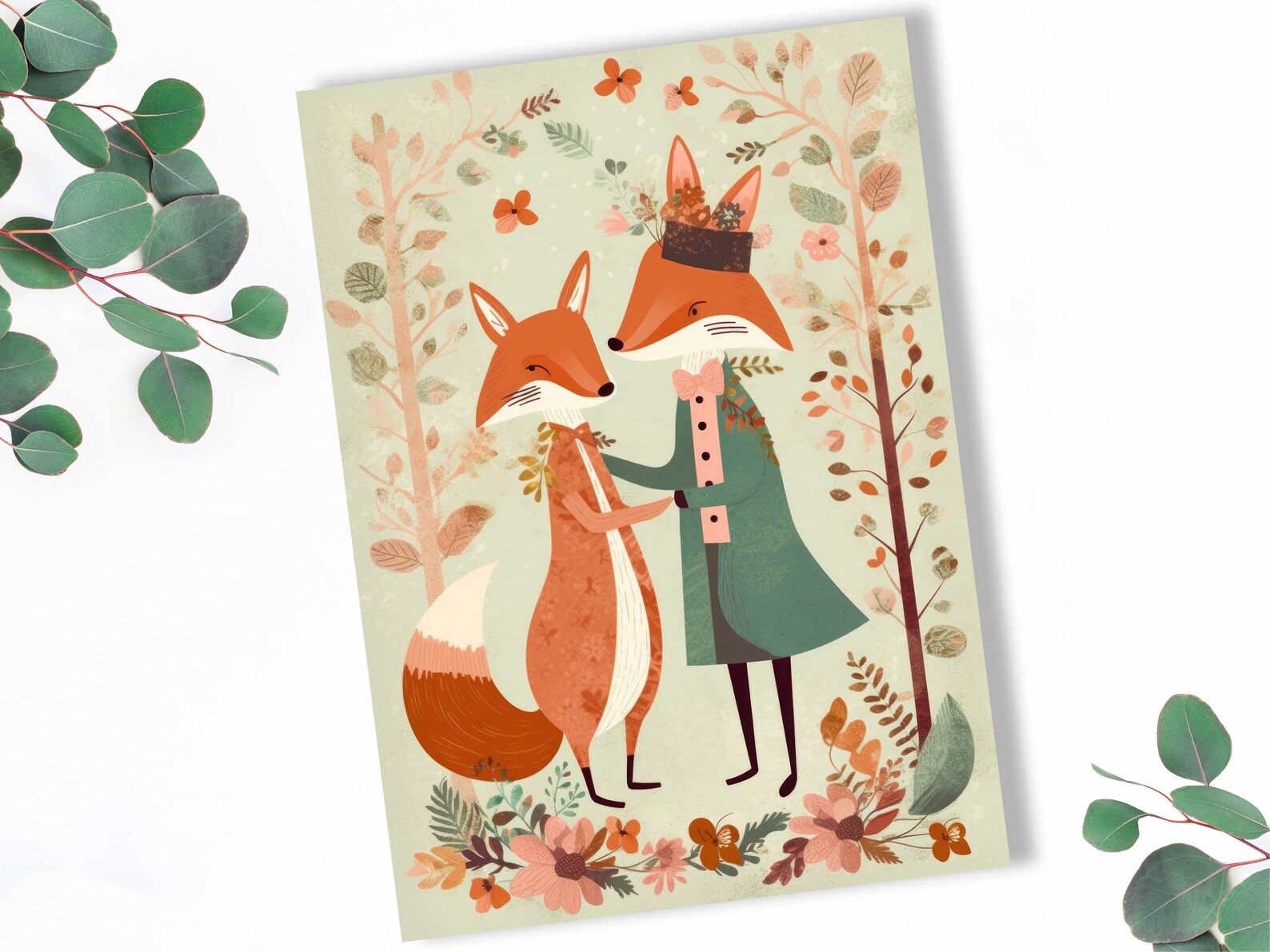 Love is in the Wild: Cute Fox Couple Greeting Card for Love and Romance ...