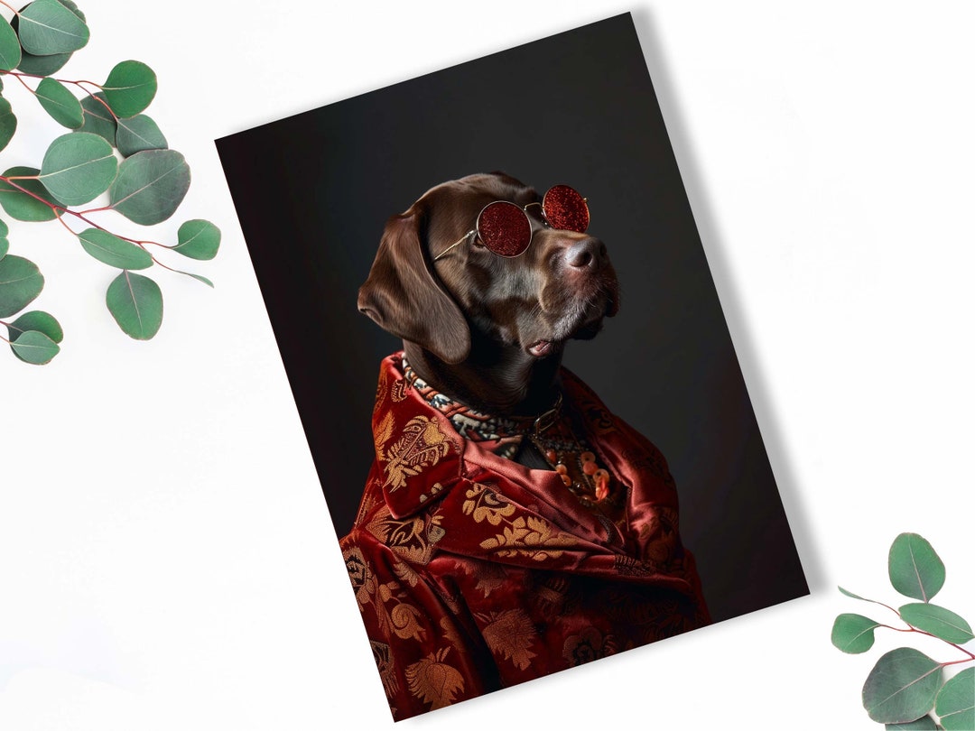 Chocolate Labrador in Velvet Coat Card - Glamorous Dog With Glitter ...