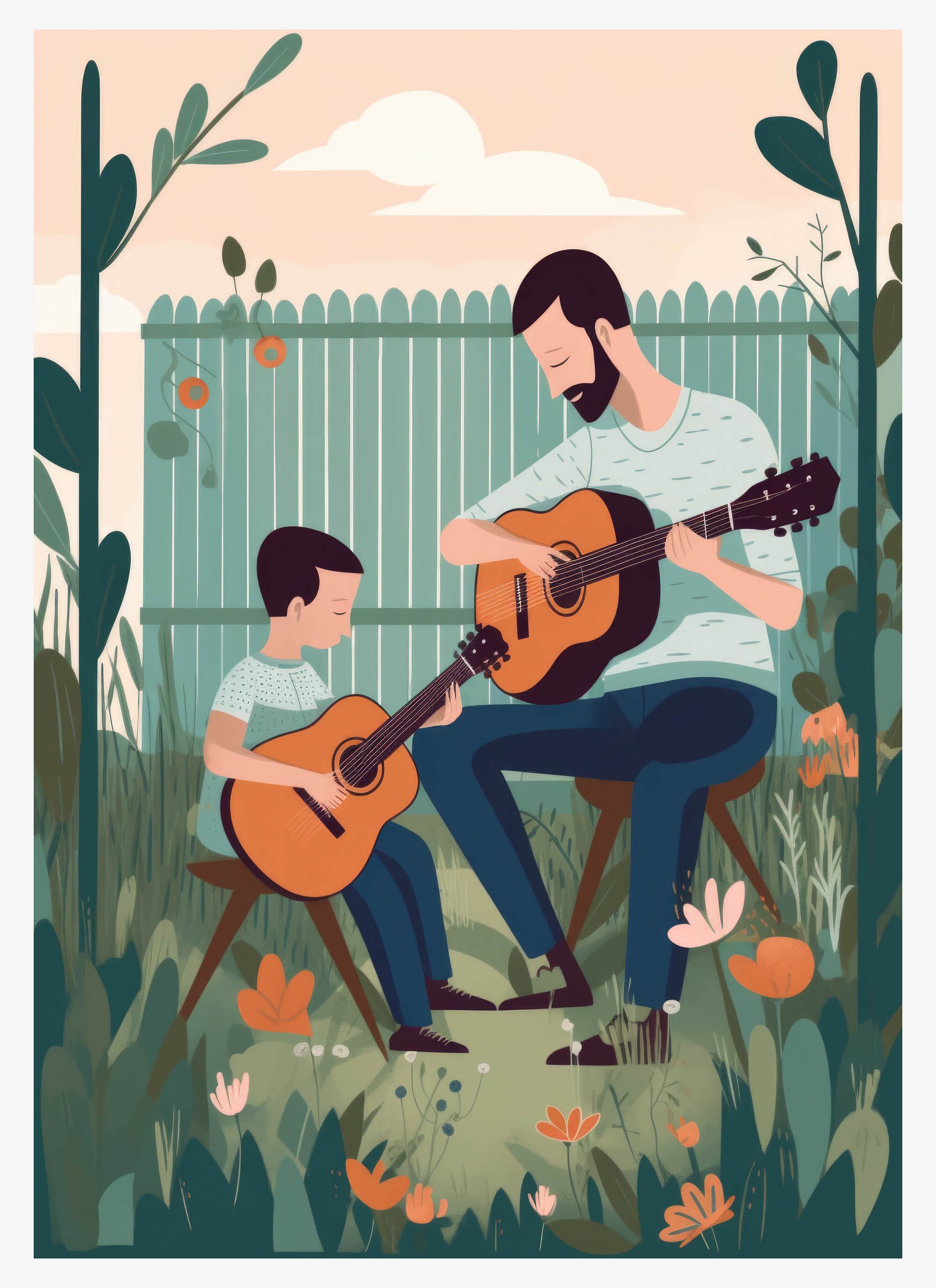 Father's Day Father-son Jam Session" Guitar Playing Dad and Son ...