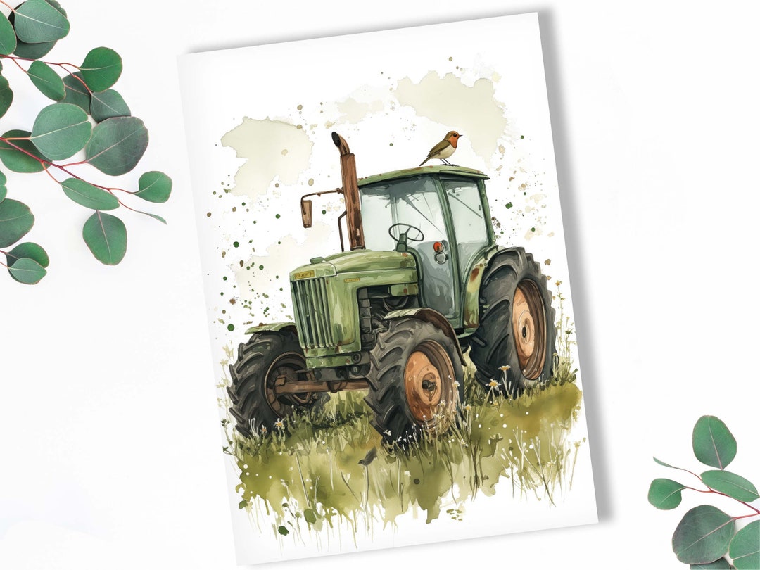 Green Tractor Card | Tractor Birthday Card | John Deere Tractor Card ...