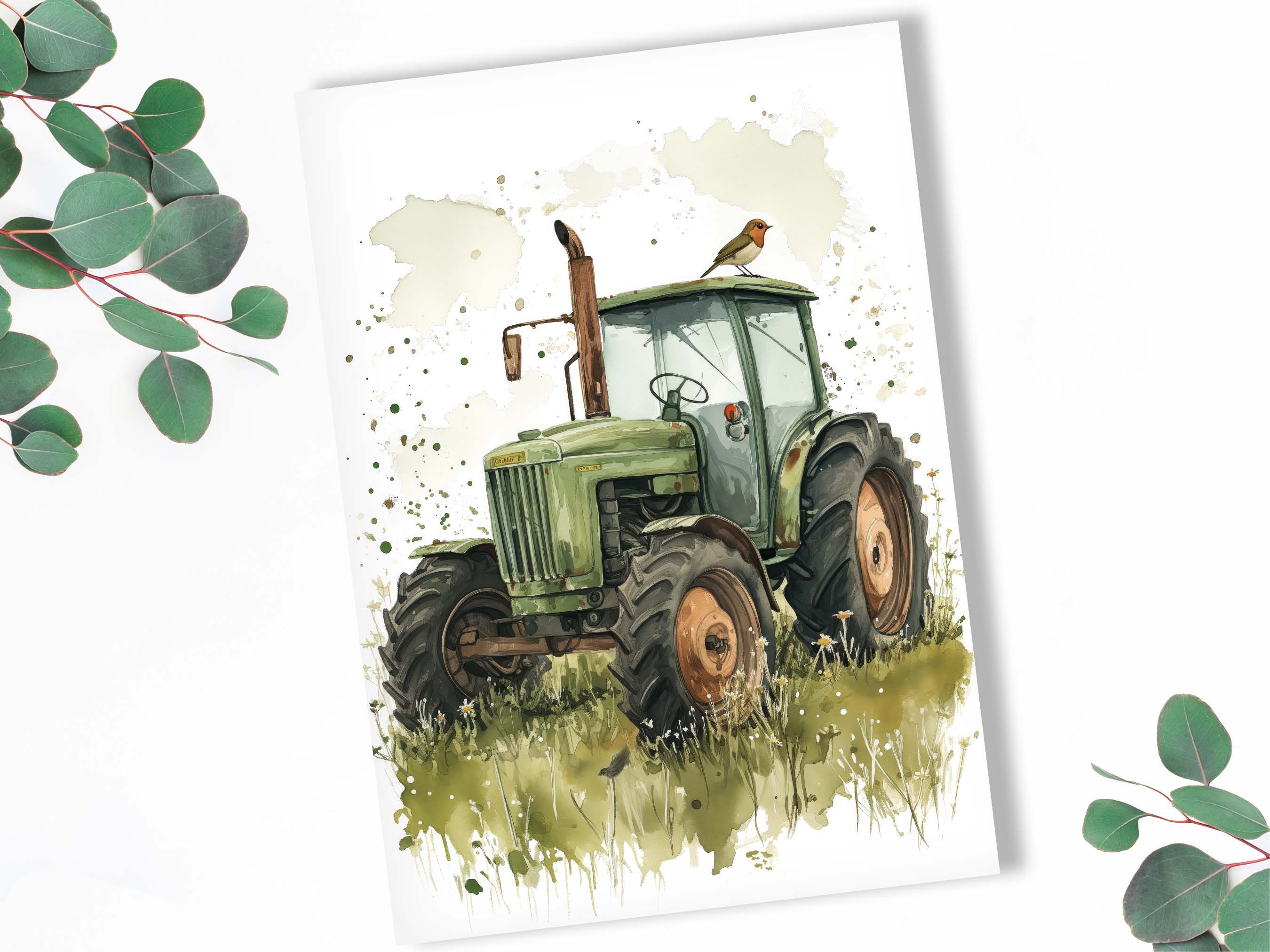 Green Tractor Card | Tractor Birthday Card | John Deere Tractor Card ...