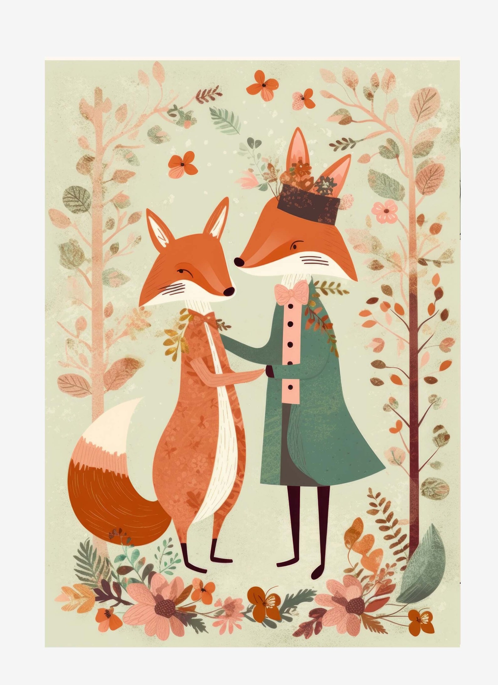 Love is in the Wild: Cute Fox Couple Greeting Card for Love and Romance ...