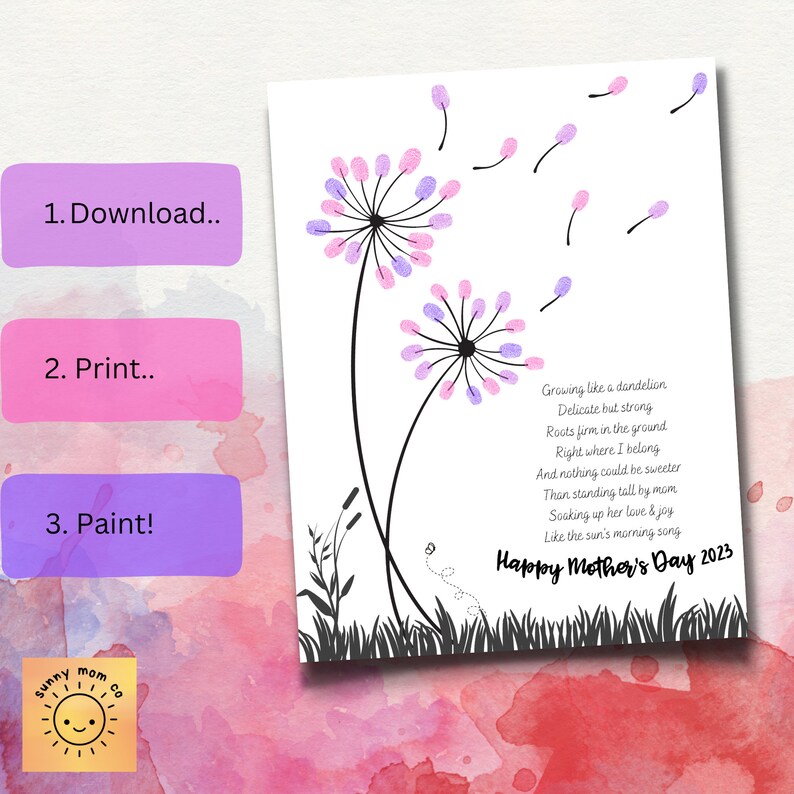 Mother's Day Fingerprint Art Digital Crafting - Etsy