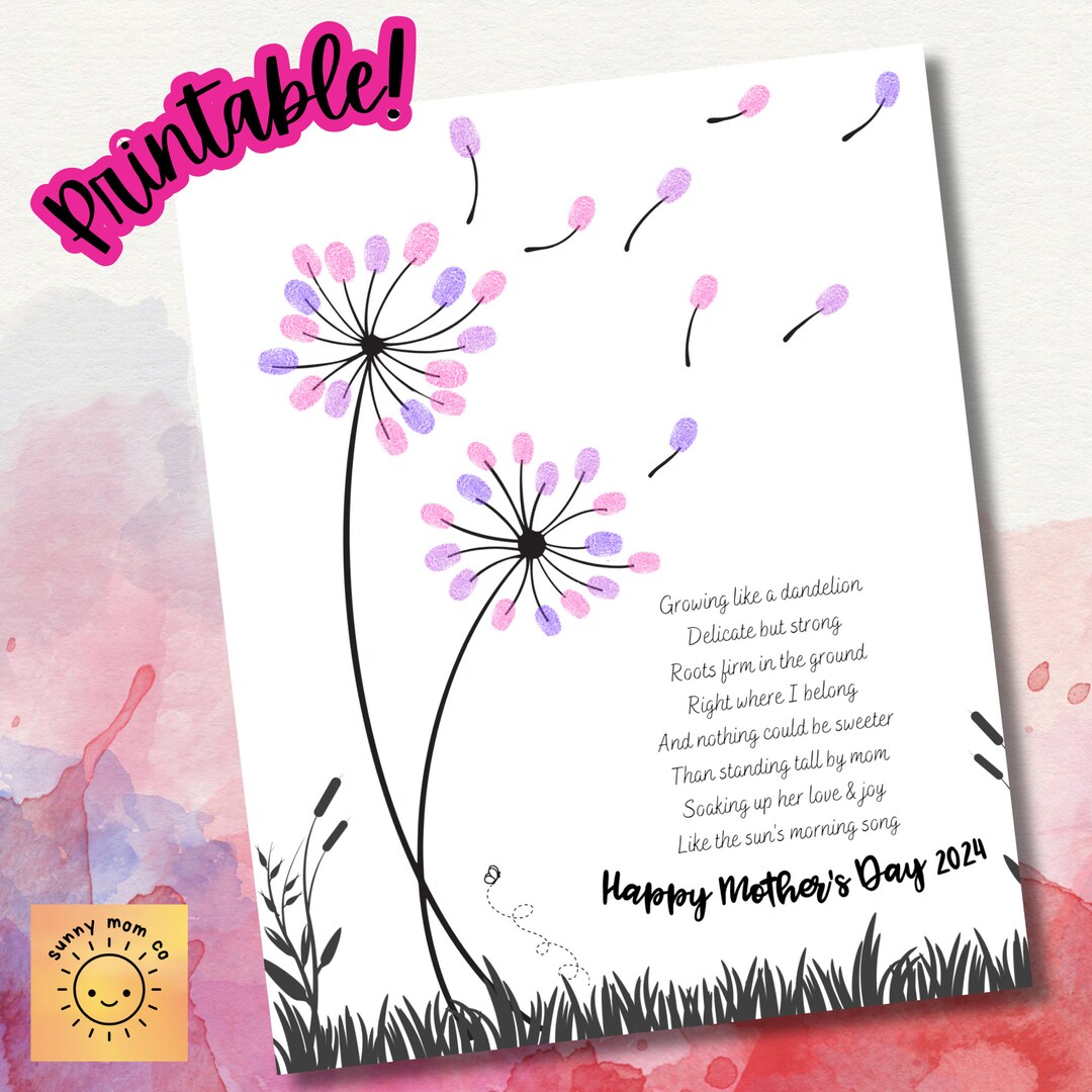 Mother's Day Fingerprint Art, Digital Crafting, Mother's Day Art ...