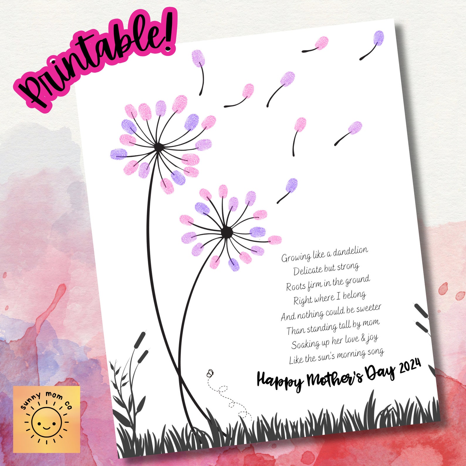 Mother's Day Fingerprint Art, Digital Crafting, Mother's Day Art ...