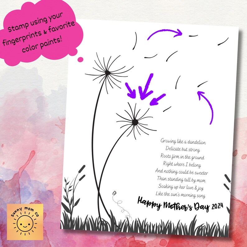 Mother's Day Fingerprint Art, Digital Crafting, Mother's Day Art ...