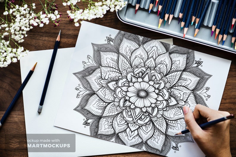 Lotus Mandala Printable Colouring Sheet, Instant Download, Flower ...