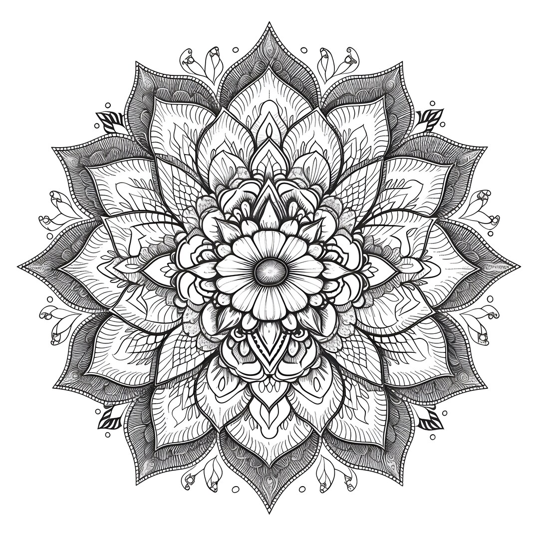 Lotus Mandala Printable Colouring Sheet, Instant Download, Flower ...