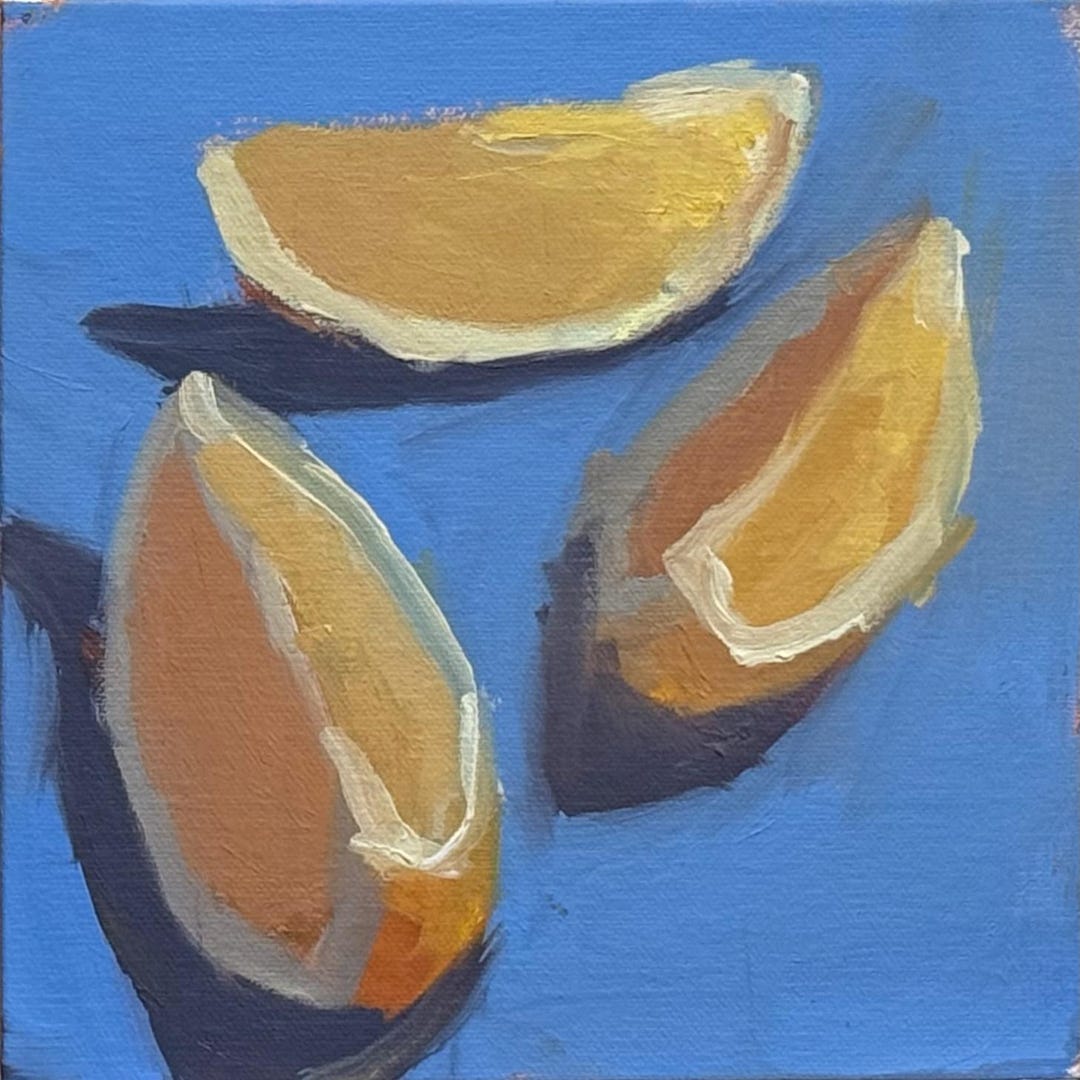 Sliced Orange 6x6 Small Original Oil Painting Still Life on Canvas ...
