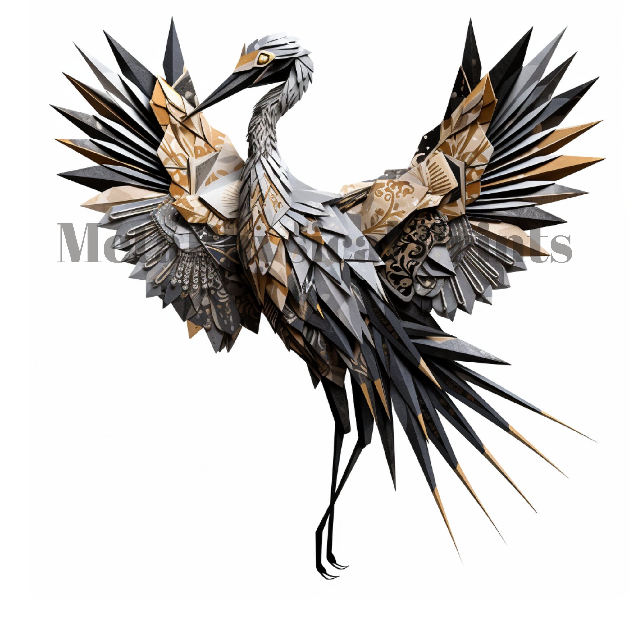 Colorful Geometric Origami Crane Clipart Set Digital - Etsy