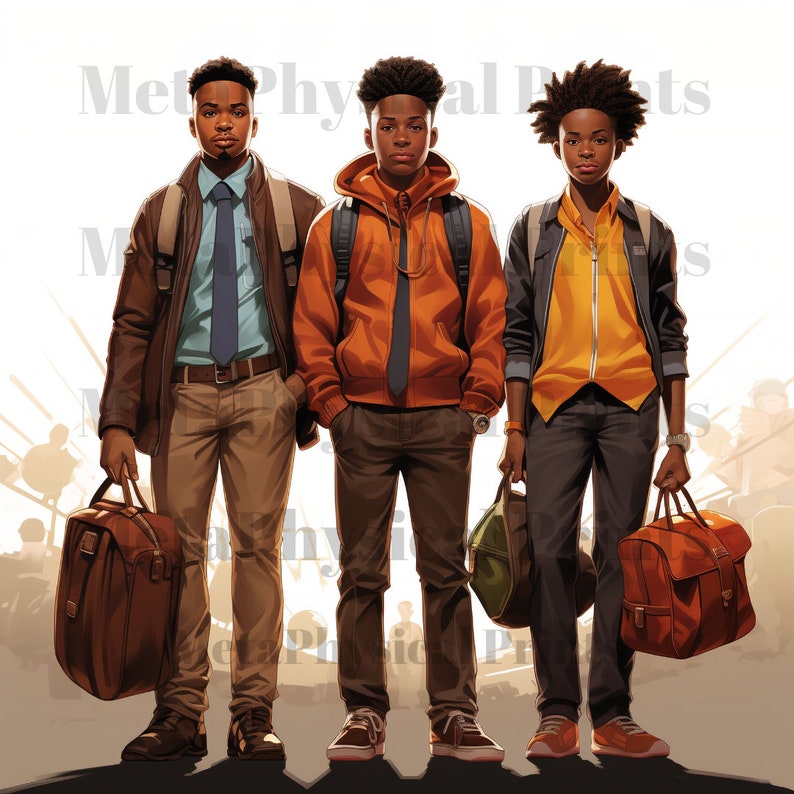 Back to School Clipart Bundle, Group of Uniform School Children, Black ...