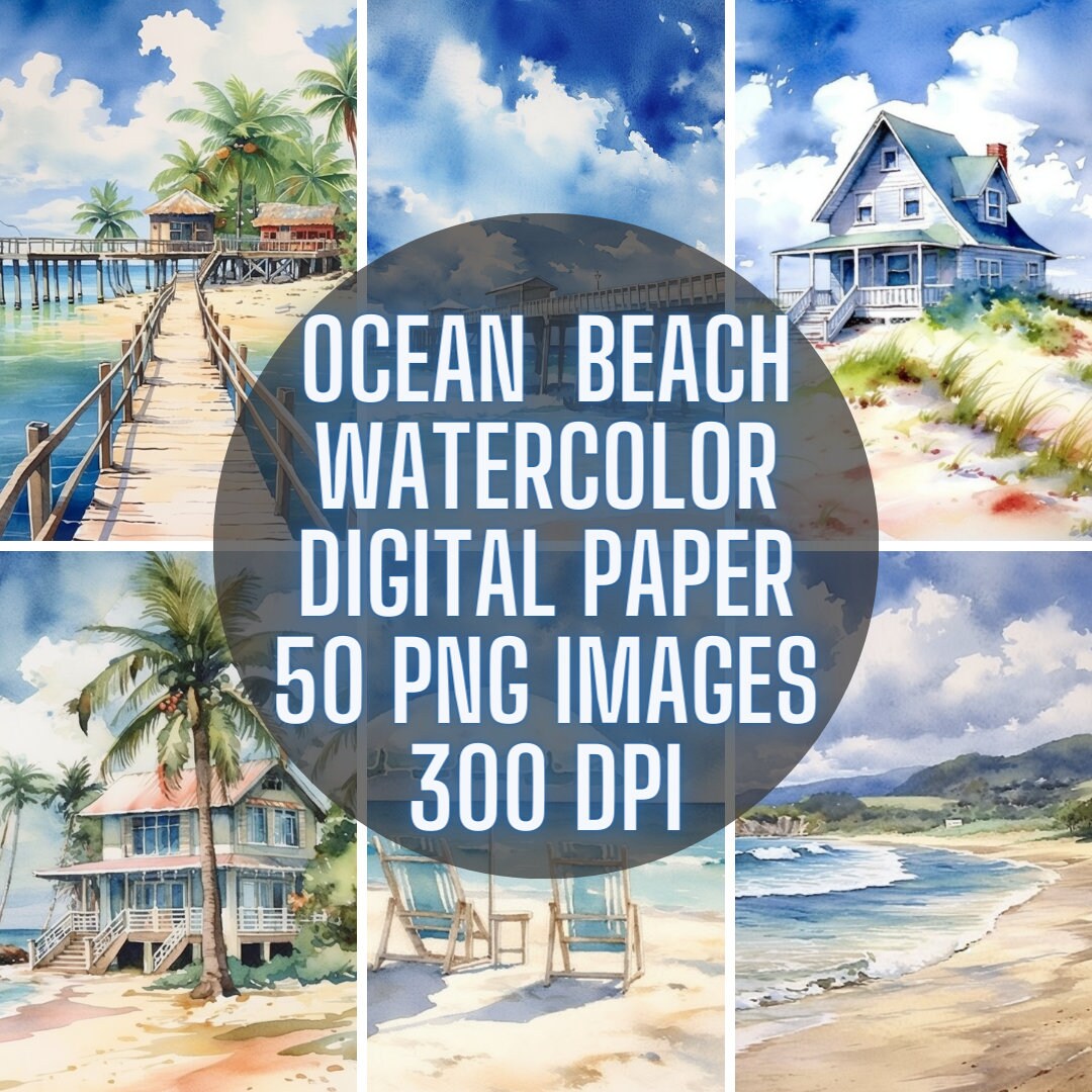 Stunning Ocean Beach Scenes, Light Blue Summer Dock Side Waterfront ...